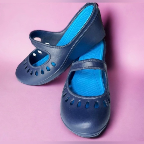 Avon | Shoes | Blue Mary Jane Cutout Wedge Sandals Size 9 | Poshmark